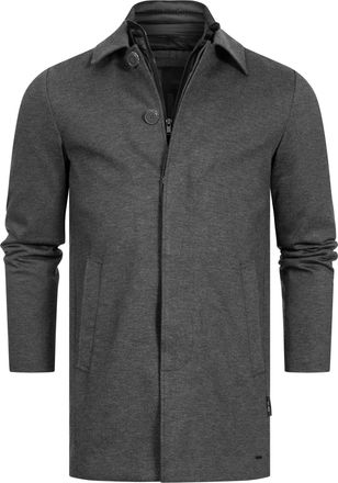 Indicode Herren INBenyome Kurzmantel mit verdecktem Reißverschluss | Wollmantel für Männer Charcoal Mix, XL