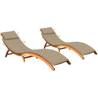 vidaXL Sonnenliegen 2 Stk. mit Auflagen Massivholz Akazie vidaXL