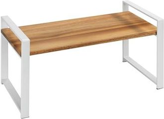 WENKO Küchenregal Mod. Louisa, kleines Regal für die Arbeitsplatte, aus Akazienholz und Metall, schafft mehr Stauraum in der Küche, 40 x 20 x 20 cm, Weiß