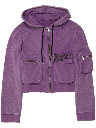 Natasha Zinko hoodie crop à poches cargo - Violet