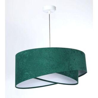 Licht-Erlebnisse Licht-erlebnisse - H&auml;ngelampe Stoff &oslash; 50 cm rund h: max. 102 cm Wei&szlig; Flaschengr&uuml;n E27 Modern