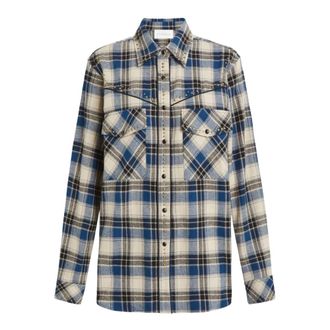 P.A.R.O.S.H. Kariertes Tartan-Hemd - - Blouses & Shirts - Damen - Blau - S
