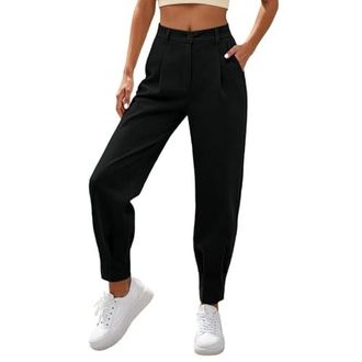 Generic Pantalon Bouffant Femme Sport &Eacute;t&eacute; Habill&eacute;e &Eacute;lastiqu&eacute;e Portefeuille Flanelle Fonc&eacute; Style Mode Vintage &Eacute;lectrique Complet Morphologie Originaux Boutonn&eacute;
