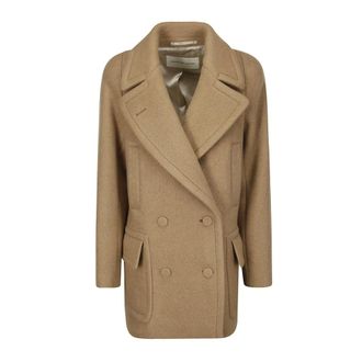 Dries Van Noten Femme, Manteaux, Brun, Taille: 38 FR Manteau Crois&eacute; &agrave; Larges Poches et Col