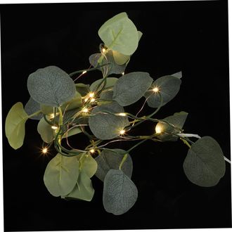 Valiclud Eukalyptus Lichterkette Aus Pvc Mit 20 Warmwei&szlig;en Led Bl&auml;ttern F&uuml;r Wohnzimmer Garten Hochzeit Dekoratives H&auml;ngendes Blattlicht