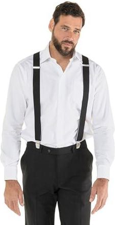 JP1880 Hosenträger, Verstärkte Clips, Längenverstellbar Suspensions, Noir, Taille Unique Hommes