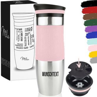 Milu Thermobecher 450ml mit Gravur - als Geschenk-Idee Ostern, Vatertag, Muttertag, Weihnachten, Einschulung, Liebesgeschenk, Geburtstag, Frauen und M&auml;nner