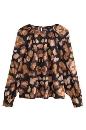 Next Langarmbluse Lang&auml;rmlige Bluse mit Rundhalsausschnitt (1-tlg)