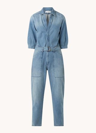 BA&SH Combinaison courte coupe droite en denim avec ceinture