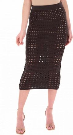 Liu Jo Femme, Jupes, Brun, Taille: 38 FR Crochet Midi Skirt