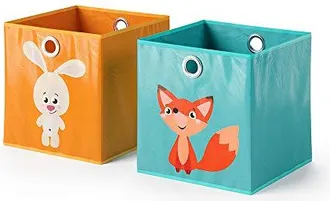 Vicco Boîte pliante, orange/bleu, 30 x 30 cm Lot de 2