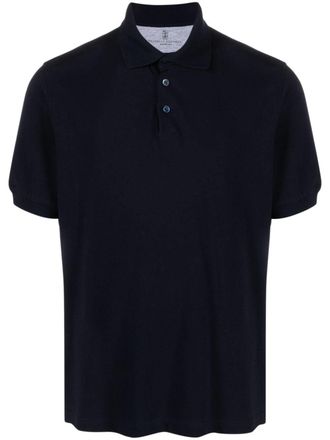 Brunello Cucinelli polo en piqué de coton - Bleu