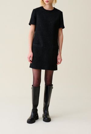 Claudie Pierlot Robe noire courte tweed