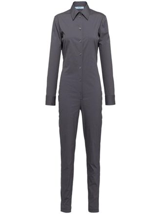 Prada combinaison en popeline à manches longues - Gris