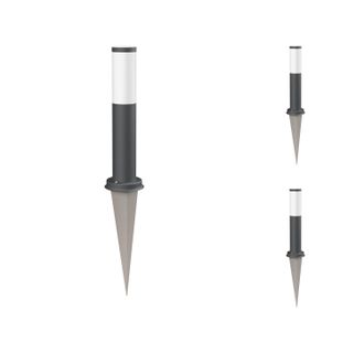 LEDs Com 3 Stück Wegelicht/Pollerleuchte/Gartenleuchte PORU mit Erdspieß für außen, IP44, 39cm, anthrazit, 1 x E27 max. 60W