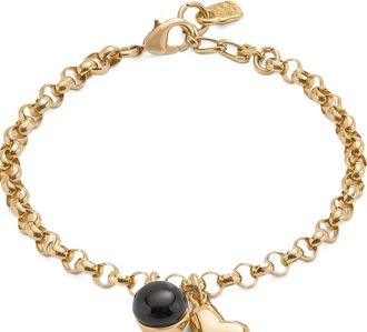 Uno De 50 UNO de 50 Armband Kette vergoldet 18 K mit Charm Herz und Murano schwarz