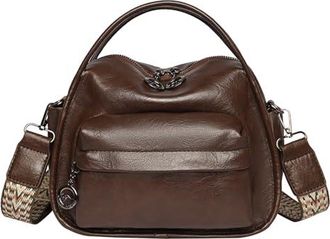 Generic Sac &agrave; bandouli&egrave;re en cuir synth&eacute;tique de couleur unie avec fermeture &eacute;clair et bandouli&egrave;re r&eacute;glable pour les sorties, caf&eacute;, 400.00x250.00x150.00mm/15.