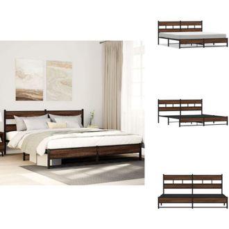 vidaXL Metallbett ohne Matratze Braun Eichen-Optik 180x200 cm - Bettgestell - Bettgestelle - Bettrahmen - Bett