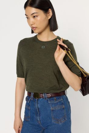 Gerard Darel Pull manches courtes en laine - LYSEA - Kaki