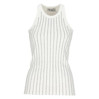 The Attico Femme, Tops, Blanc, Taille: 38 FR Haut en coton orn&eacute; de cristaux