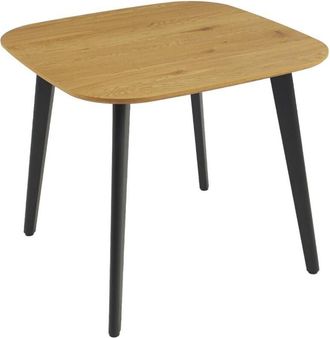 Sweeek Table &agrave; manger carr&eacute;e effet ch&ecirc;ne pieds m&eacute;tal noir 4 places