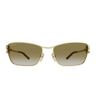 Gucci Eckige Metall Sonnenbrille - - Accessories - Damen - Gelb - 58 MM