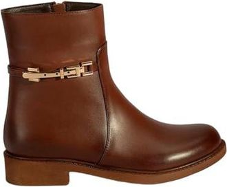 Desa Bottes pour Femme - Tige en Cuir, Fermeture &eacute;clair, Talon Plat, Respirantes | Brun - 37