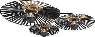 QAZQA Qazqa - leia - Plafonnier - 3 lumi&egrave;re - &oslash; 106 cm - Noir - Rustique - &eacute;clairage int&eacute;rieur - Salon i Chambre i Cuisine i Salle &agrave; manger