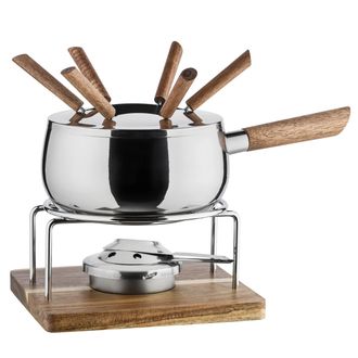 M&auml;ser 931895 Fondue Set f&uuml;r 6 Personen in modern-rustikalem Design, ideal f&uuml;r Fleischfondue, 10-teiliges Fondueset inklusive Fonduegabeln und Fonduebrenner,