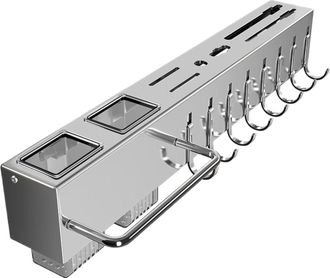 Generico zum Aufh&auml;ngen von Utensilien: Wandhalterung, 50 cm, Aufbewahrung von K&uuml;chenwerkzeugen, Hakenleiste mit Haken, zum Aufh&auml;ngen aus Edelstahl mit Klebemot