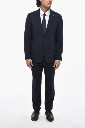 Corneliani CC COLLECTION Nadelstreifen-Anzug aus Wollmischung mit Klappentaschen Corneliani