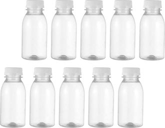 Luxshiny Leere Milchflasche Plastiksaftflasche Durchsichtige Getränkebehälter Wiederverwendbar zum Entsaften von Und Anderen Getränken 100Ml 10St