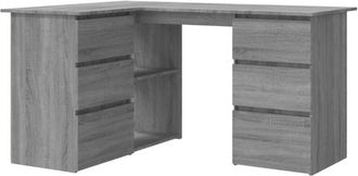 vidaXL Eckschreibtisch Grau Sonoma 145x100x76 cm Holzwerkstoff - Vidaxl