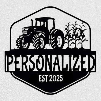 Generic Metallschild f&uuml;r Traktor, Bauernhaus-Schild, gro&szlig;e Dekoration, personalisiertes Familiennamenschild, antikes Traktor-Kunst, Geschenk f&uuml;r Landwirte (25
