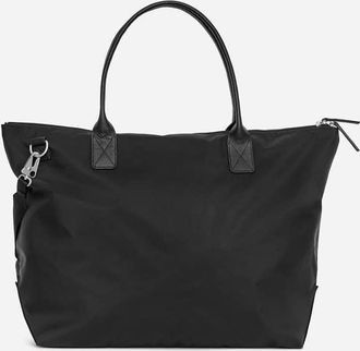 Arket sac cabas unisexe en nylon pour une nuit, avec bandouli&egrave;re en cuir, noir-Marron