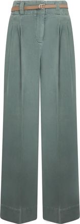 PESERICO Femme, Pantalons, Vert, Taille: 42 FR Pantalon en Gabardine de Coton