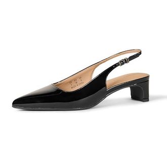 Amazon Essentials Chaussure à Talon carré avec Sangle à larrière Femme, Noir Vernis, 41 EU