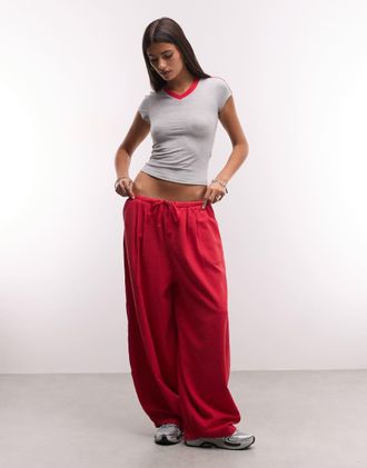 Collusion pantalon XL &agrave; enfiler coupe ballon en rouge d&eacute;lav&eacute;