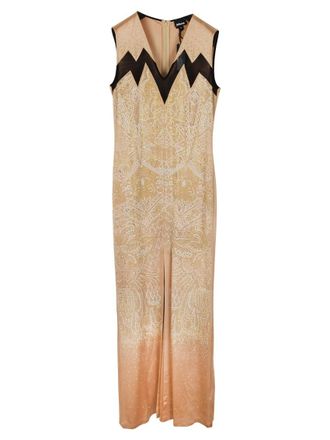 Just Cavalli Camel Embellished Sleeveless Gown Size M