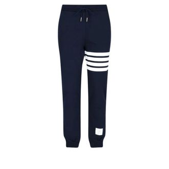 Thom Browne Homme, Pantalons, Bleu, Taille: M Front Logo Patch Pantalons de surv&ecirc;tement