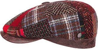 Lierys Casquette Carlento Patchwork Homme - Made in Italy Laine Gavroche pour avec Visiere, Doublure, Doublure Hiver Automne-Hiver - 57 cm Rouge