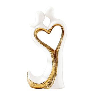 Generico Dekorative Paarfigur | romantisches Andenken aus Keramik mit Herz-Design, Figur zum Valentinstag - f&uuml;r Geburtstag, Hochzeit, Verlobung, Valentinstag, 