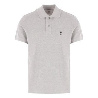Ami Homme, Tops, Gris, Taille: L Polo &agrave; Manches Courtes Ami De Coeur Contrast&eacute;