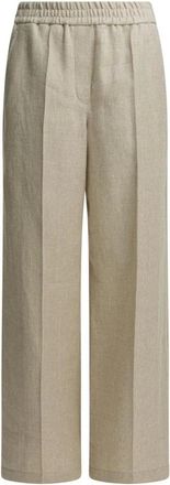 Brunello Cucinelli Femme, Pantalons, Beige, Taille: 36 FR Pantalon large taille haute