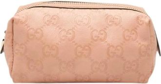 Gucci Pochette en cuir gaufr&eacute; doccasion - Femme - Pre-owned - Rose - Taille: ONE Size