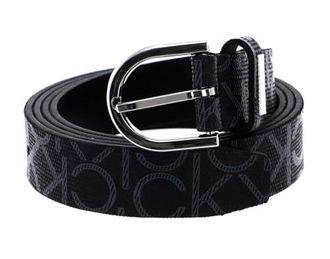 Calvin Klein Ceinture Femme Ck Must Round Belt 2.5 cm Mono Ceinture Similicuir, Noir (Black Mono), 95 cm