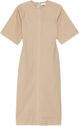 Ami Femme, Robes, Beige, Taille: 38 FR Cotton Long Fitted Dress