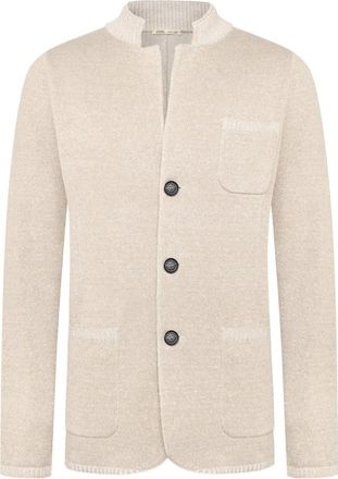 Maurizio Baldassari Cardigan in Moulin&eacute;-Qualit&auml;t mit Leinenanteil und Stehkargen in