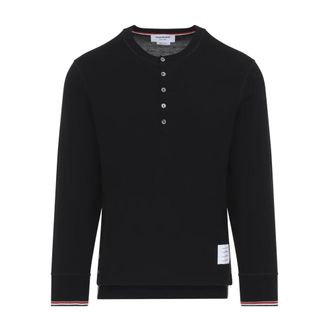Thom Browne Woll L/S Henley - - Tops - Herren - Schwarzk - 2XL