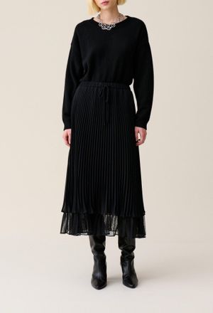 Claudie Pierlot Jupe midi fluide pliss&eacute;e noire